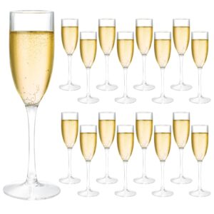 frcctre 16 pack acrylic champagne flute, 5 oz clear plastic champagne glasses reusable long stemmed wedding party cocktail wine glasses wedding toasting drinking cups