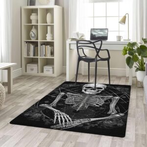 Spiderweb Skeleton Rug - Skeleton Rugs For Living Room Graphic Rugs Skeleton Bathroom Rugs Skeleton Decorations For Bedroom Modern Rug Large Skeleton Rug Skeleton Bath Mat Skeleton Halloween Decor