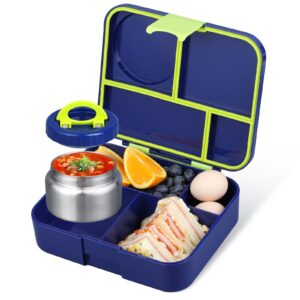 bento lunch box for kids with 8oz soup thermo,leak-proof lunch containers with 4 compartment,thermo food jar, bpa free,travel, school