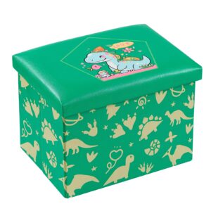 brian & dany toy storage box, kids toy storage bins with lids, toy chest organizer for room, 16.7x12.4x12.4 cube (green dinosaur)