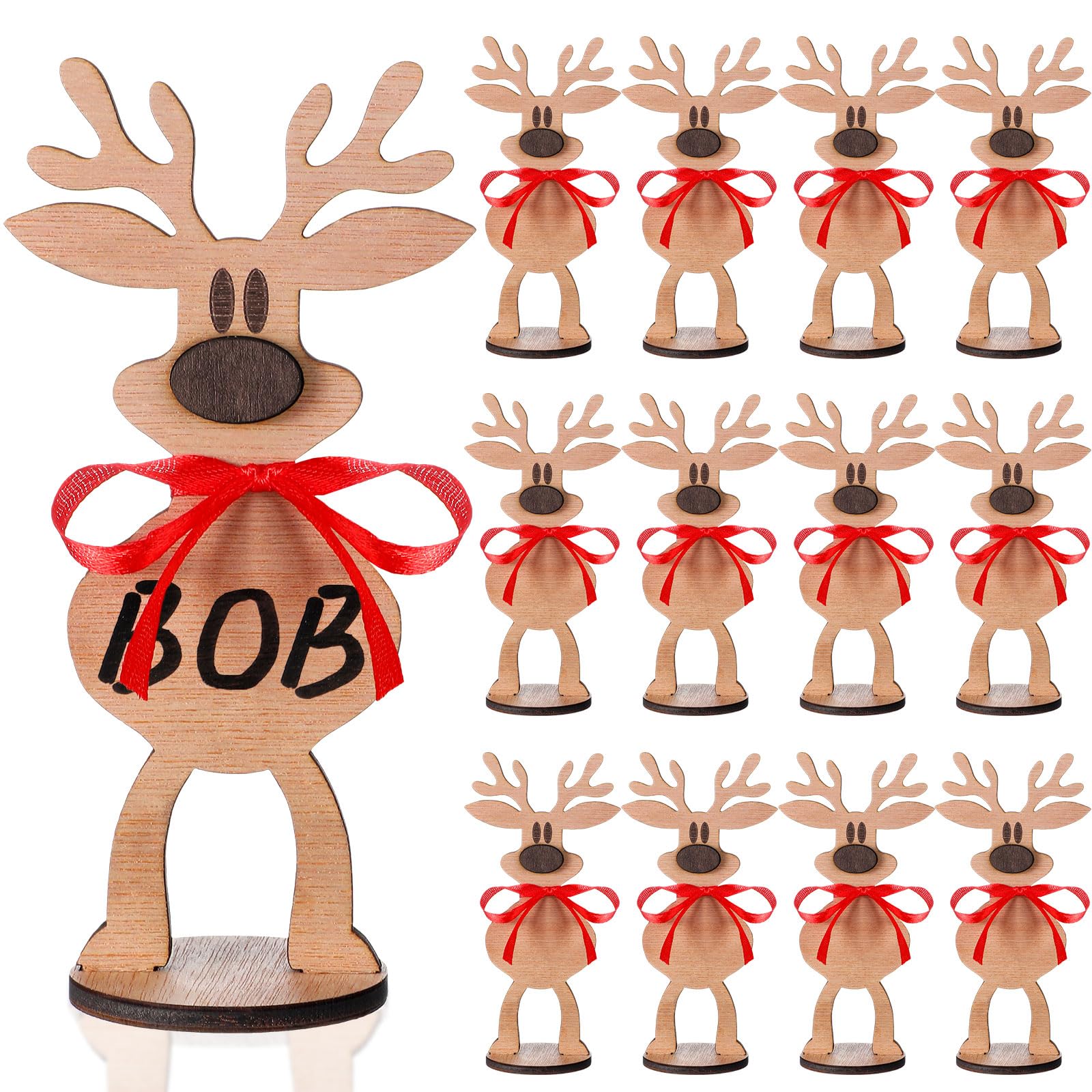 Cholemy 12 Pieces Christmas Freestanding Place Card Holders for Table Holiday Name Cards Christmas Dinner Place Table Card Holders Decorations Christmas Party Supplies (Reindeer)