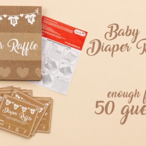 Party Hearty Baby Shower Games for Girl or Boy, 50 Diaper Raffle Tickets, Diaper Raffle Ticket Cards Box, Baby Shower Decorations, Raffle Prizes, Baby Shower Ideas