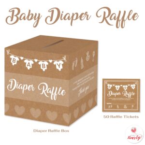 Party Hearty Baby Shower Games for Girl or Boy, 50 Diaper Raffle Tickets, Diaper Raffle Ticket Cards Box, Baby Shower Decorations, Raffle Prizes, Baby Shower Ideas