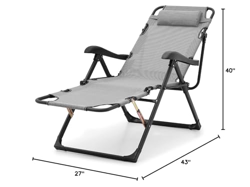 Folding Zero-Gravity Chair Outdoor Camping Cot Adjustable Recliner Lounge Chaise