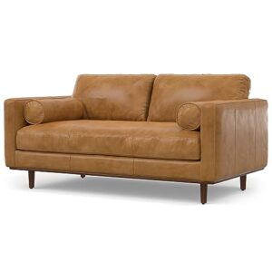 SIMPLIHOME Morrison Mid-Century Modern 72 Inch Wide Sofa in Sienna Genuine Leather, For the Living Room and Family Room