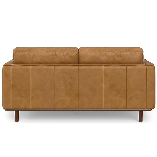 SIMPLIHOME Morrison Mid-Century Modern 72 Inch Wide Sofa in Sienna Genuine Leather, For the Living Room and Family Room