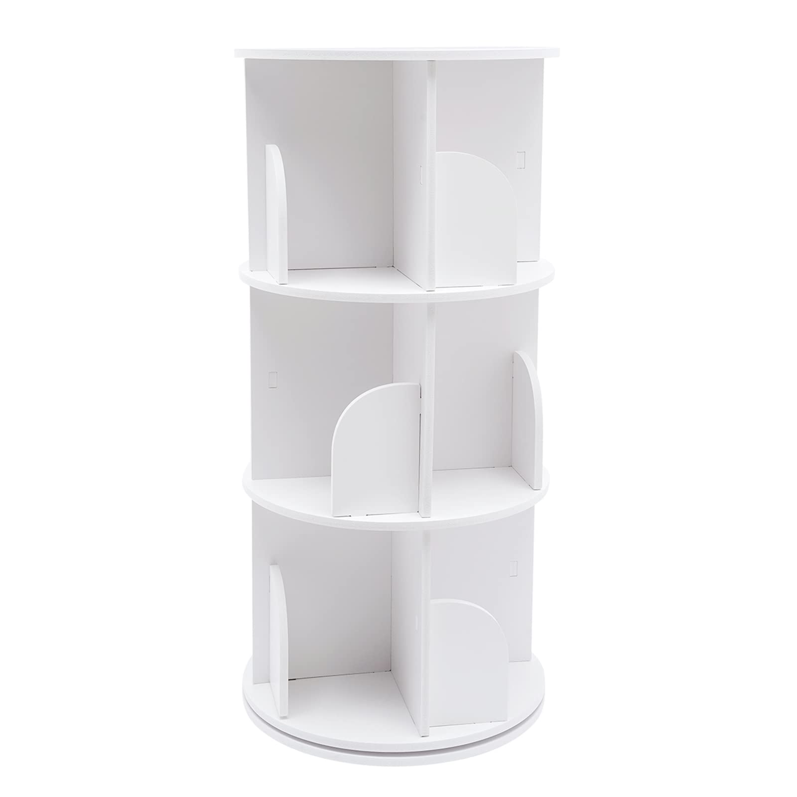 DUYIWAA Rotating Bookshelf, 3 Tier Freestanding 360° Rotating Bookshelf Bookcase Storage Shelf Display Rack Organizer White Modern for Home, Living Room, Office