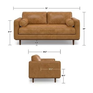 SIMPLIHOME Morrison Mid-Century Modern 72 Inch Wide Sofa in Sienna Genuine Leather, For the Living Room and Family Room