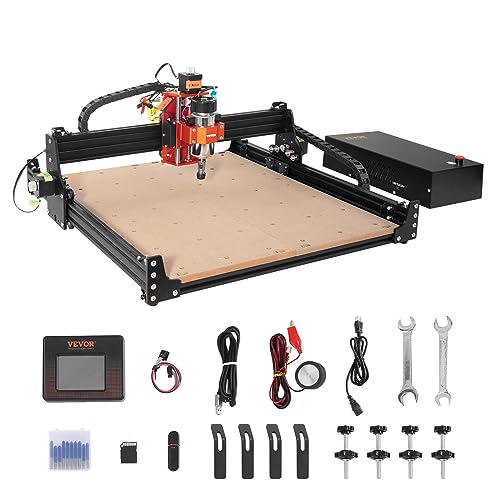 VEVOR CNC Router Machine, 300W, 3 Axis GRBL Control Wood Engraving Carving Milling Machine Kit, 400 x 400 x 75 mm / 15.7 x 15.7 x 2.95 in Working Area 12000 RPM for Wood Acrylic MDF PVC Plastic Foam