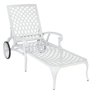 2pcs adjustable outdoor chaise lounge chair waterproof white