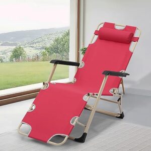 Foldable Zero-Gravity Chair Beach Lounge Chair Patio Reclining Chaise Red