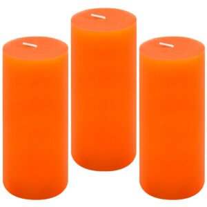 3 pack 3×6 inch orange pillar candles, unscented fat candles for home restaurants fall halloween harvest decoration, smokeless dripless and clean burning