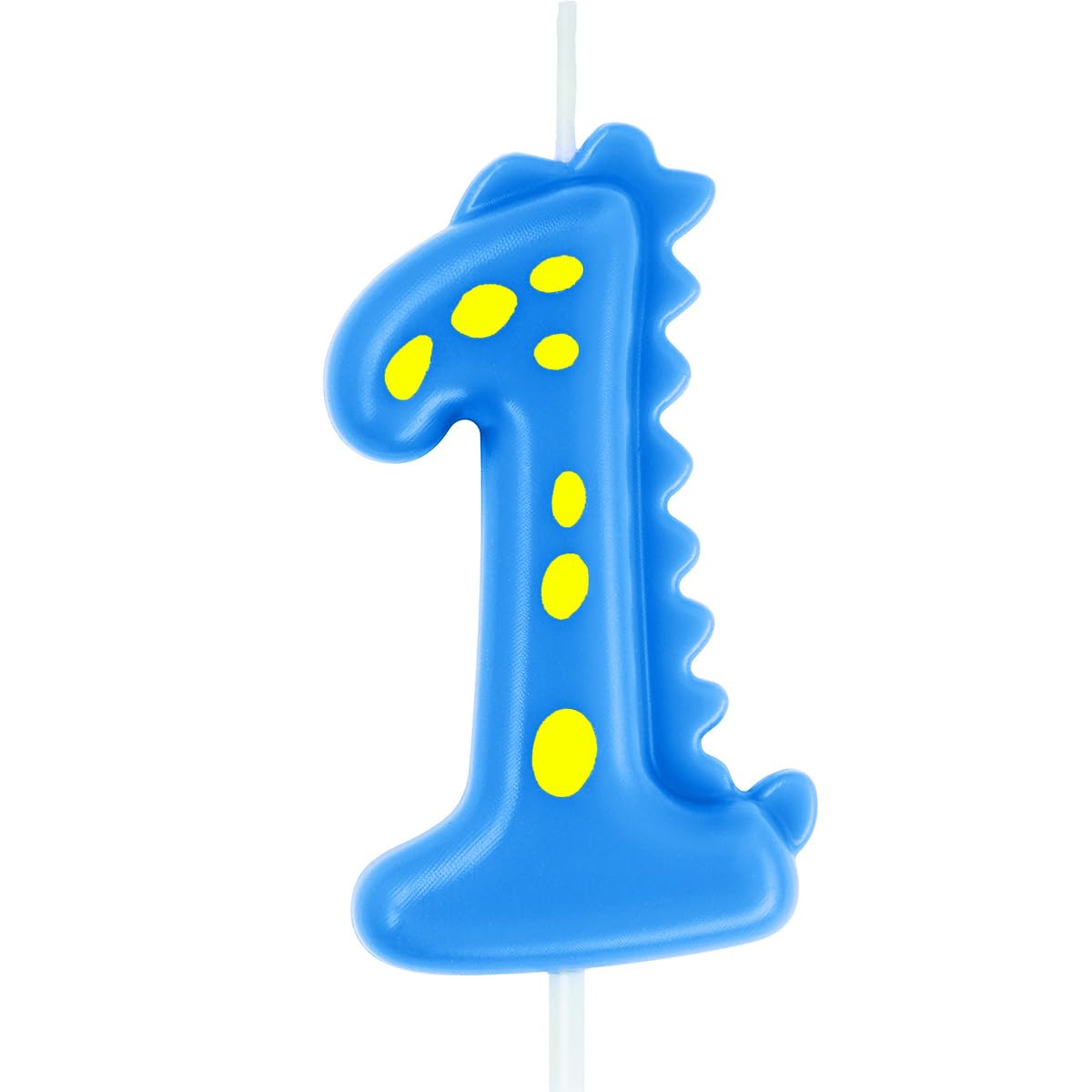 eusbon Dinosaur Candle 1, 2.76" Blue Dino Candle Number 1 for 1st Birthday Theme Party Number Candle Topper for Cake Decoration