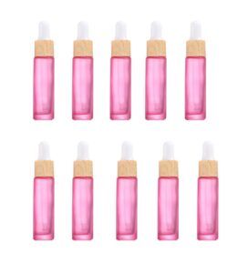 yorror 10 pack 10ml frosted thick glass essential oil dropper bottle,empty refillable dropper bottle with glass eye dropper for massage oils,aromatherapy,perfume,cosmetic liquid(pink)