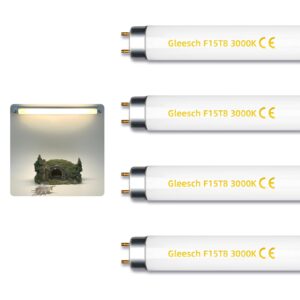 15w 18" t8 fluorescent linear tube bulb f15t8/ww warm white light 3000k medium bi-pin g13 base 4 pack