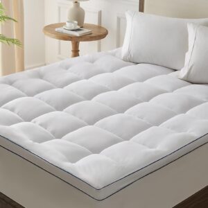 homemate mattress pad topper - cooling mattress pad cover plush bed topper quilted fitted pillow top cover for back - mattress pad down alternative ultra soft mattress protector for hot sleepers