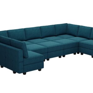 Belffin Modular Sleeper Sofa Sectional Couch Oversized U Shaped Sofa with Storage Convertible Sofa Set Large Sectional Sofa Peacock Blue