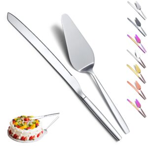 evanda wedding cake knife and server set, cake cutte pie server for everyday, wedding and birthdays, dishwasher safe