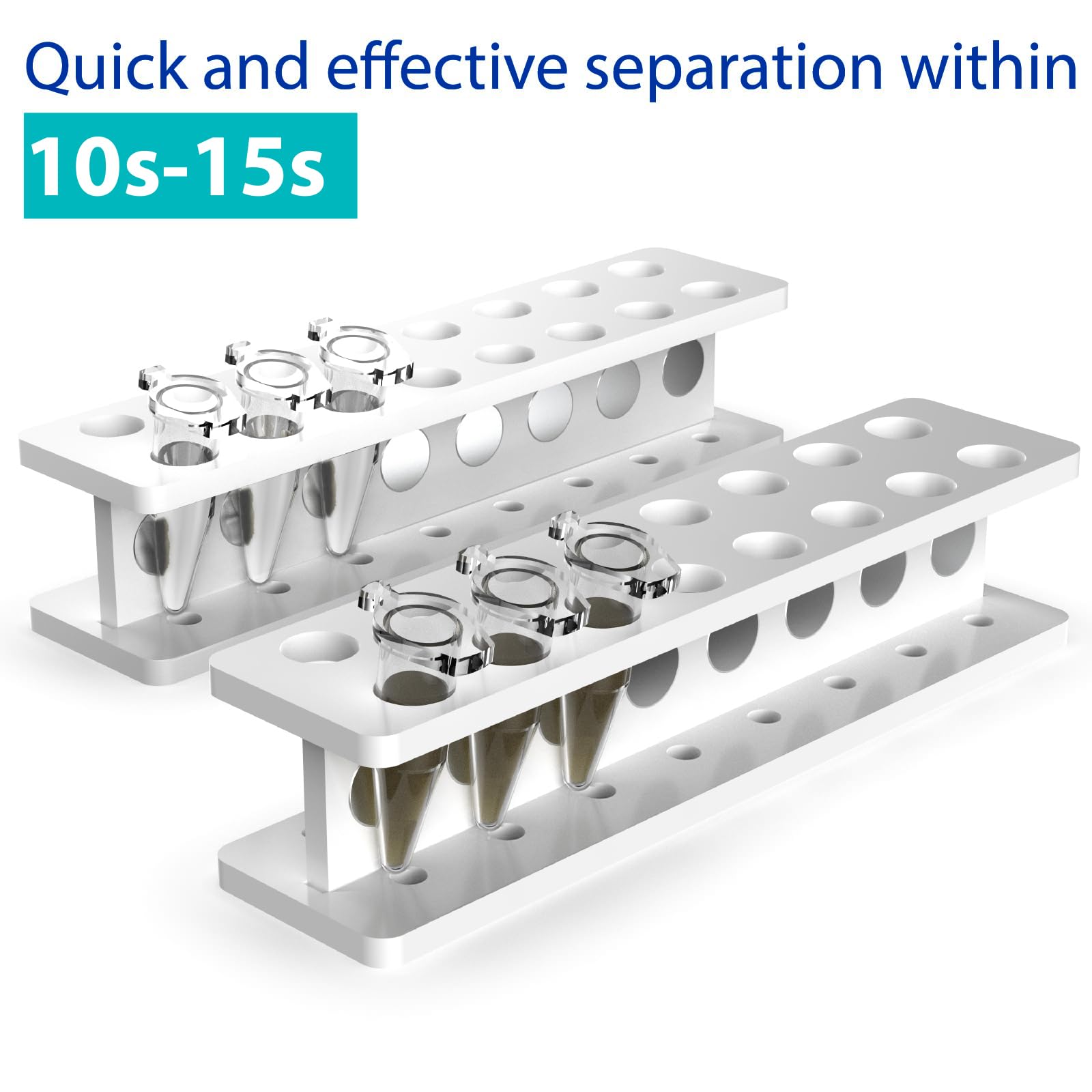 eLabPal Magnetic Bead Rack Separator for DNA/RNA, Magnetic Separation Rack for Biological Sample Purification, Holds 16 Wells of 1.5ml/2ml Centrifuge Tubes