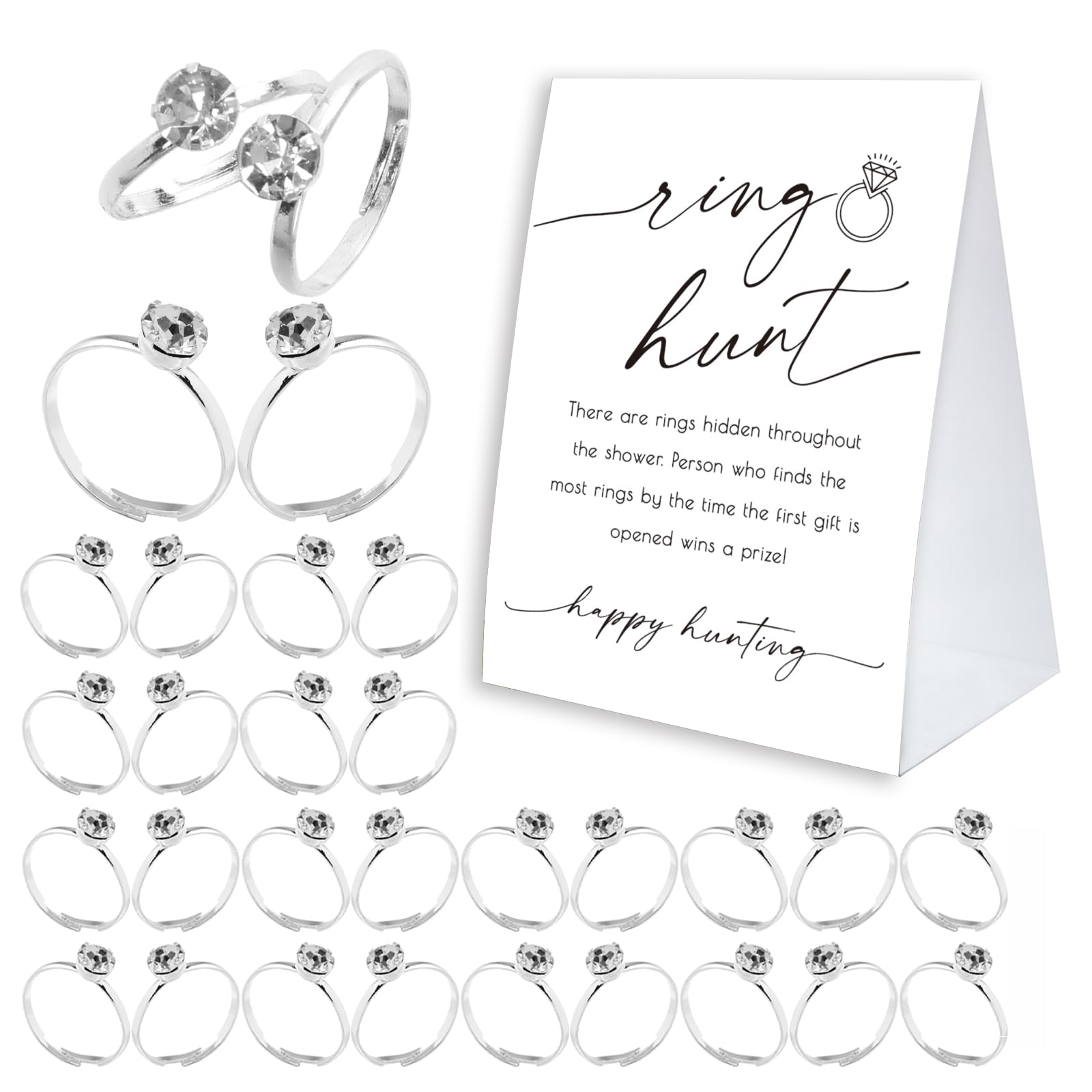 Bridal Shower Ring Game, Ring Hunt Bridal Shower Game 30 fake rings, bridal shower decorations, wedding games, bachelorette party games for guests - RH11