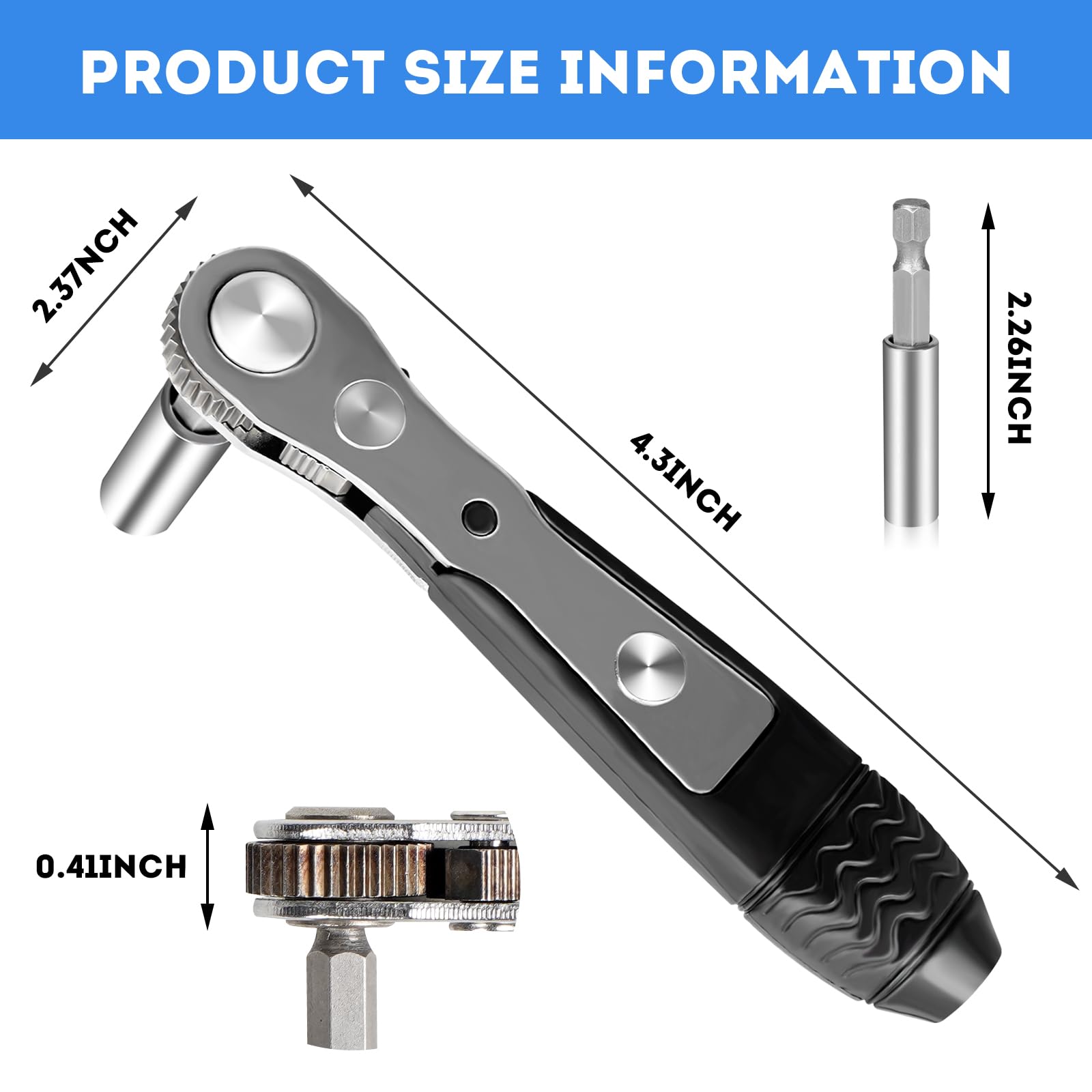 FASTORS Right Angle Screwdriver,42 PCS 1/4 Mini Ratchet Set,90 Degree Offset Ratcheting Wrench,Hex/Torx/Slotted/Phillips Magnetic Bits,Stocking Stuffers for Men&Women