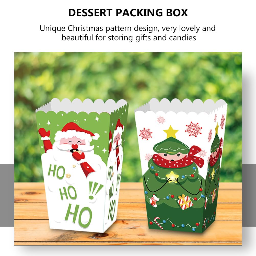 12pcs Popcorn Favor Boxes Paper Christmas Popcorn Buckets Snack Container Christmas Party Treat Boxes