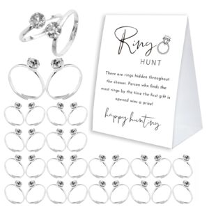 bridal shower ring game, ring hunt bridal shower game 30 fake rings, bridal shower decorations, wedding games, bachelorette party games for guests - rh13