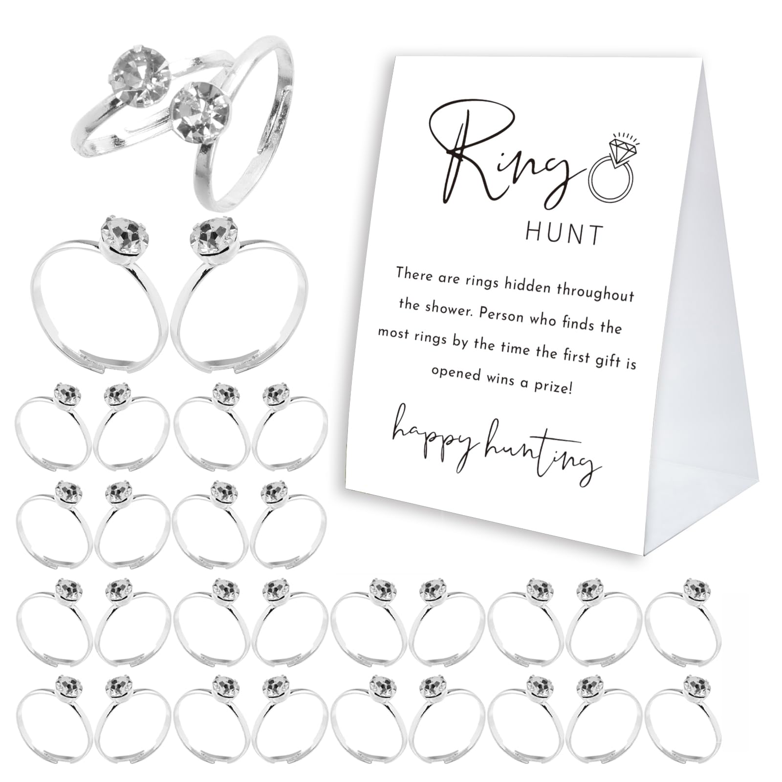 Bridal Shower Ring Game, Ring Hunt Bridal Shower Game 30 fake rings, bridal shower decorations, wedding games, bachelorette party games for guests - RH13