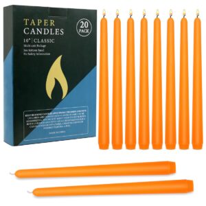 20 pcs orange taper candles, 10×7/8 inch thin candlesticks, great for halloween fall harvest dinner party and emergency