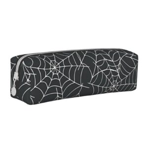 qlieere halloween spider black and white spiderweb pencil case pouch pen holder leather pencil bags box organizer zipper cosmetic makeup storage bag