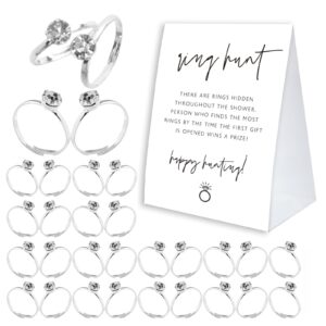 bridal shower ring game, ring hunt bridal shower game 30 fake rings, bridal shower decorations, wedding games, bachelorette party games for guests - rh12