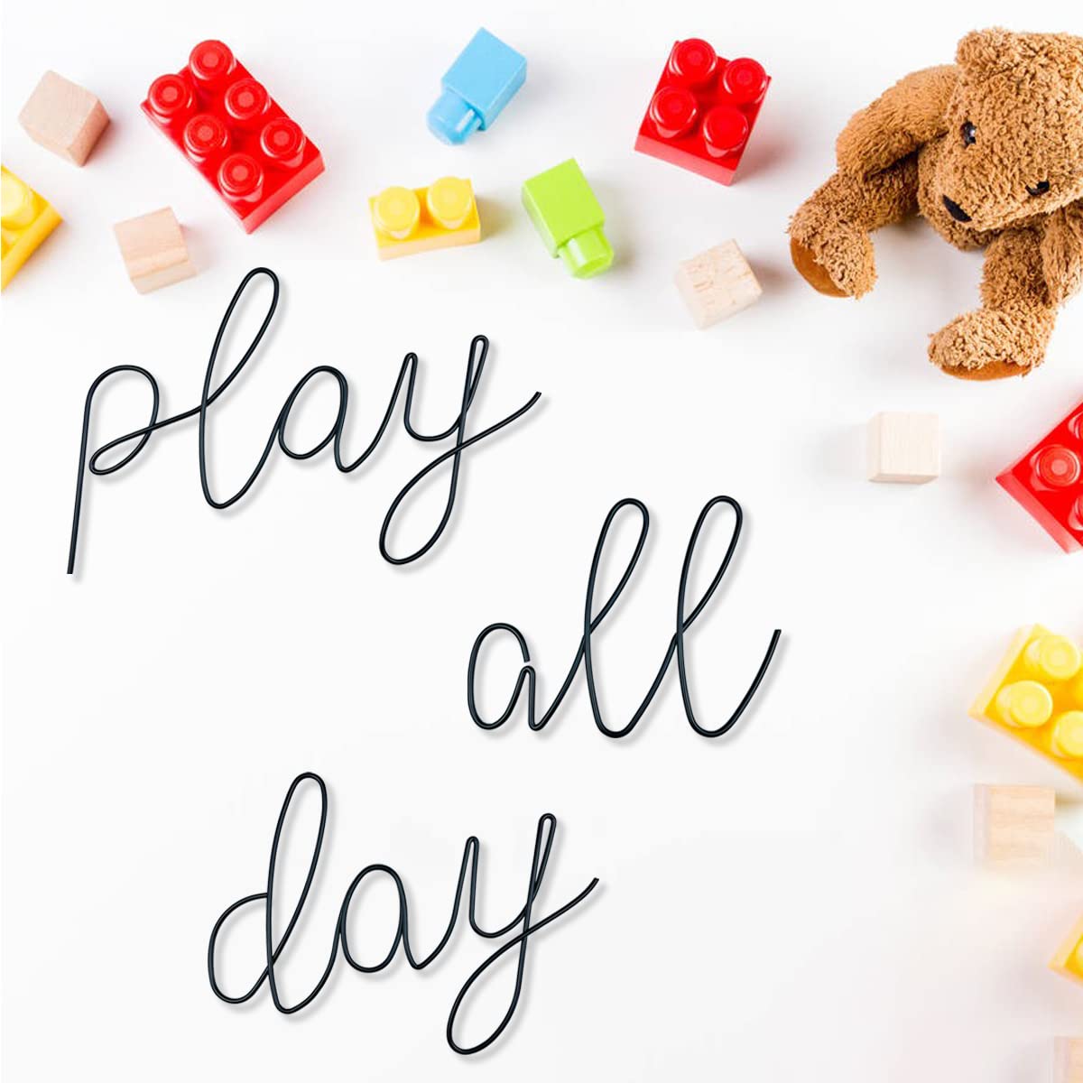 Playroom Wall Decor, Play Room Daycare Wall Decoration Play All Day Sign Play All Day Wall Decor for Kids Boys Girls Playhouse Decor Toy Room Classroom