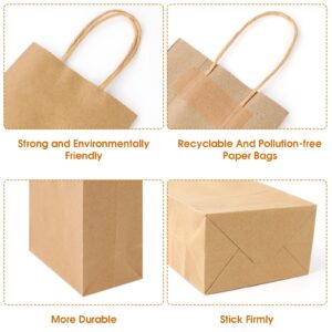 XPCARE 200Pcs Paper Gift Bags 5.25x3.25x8.25'',Gift Wrap Bags with Handles Brown Kraft Paper Bags for Small Business Paper Bags Bulk for Birthday Party Favors Shopping Retail