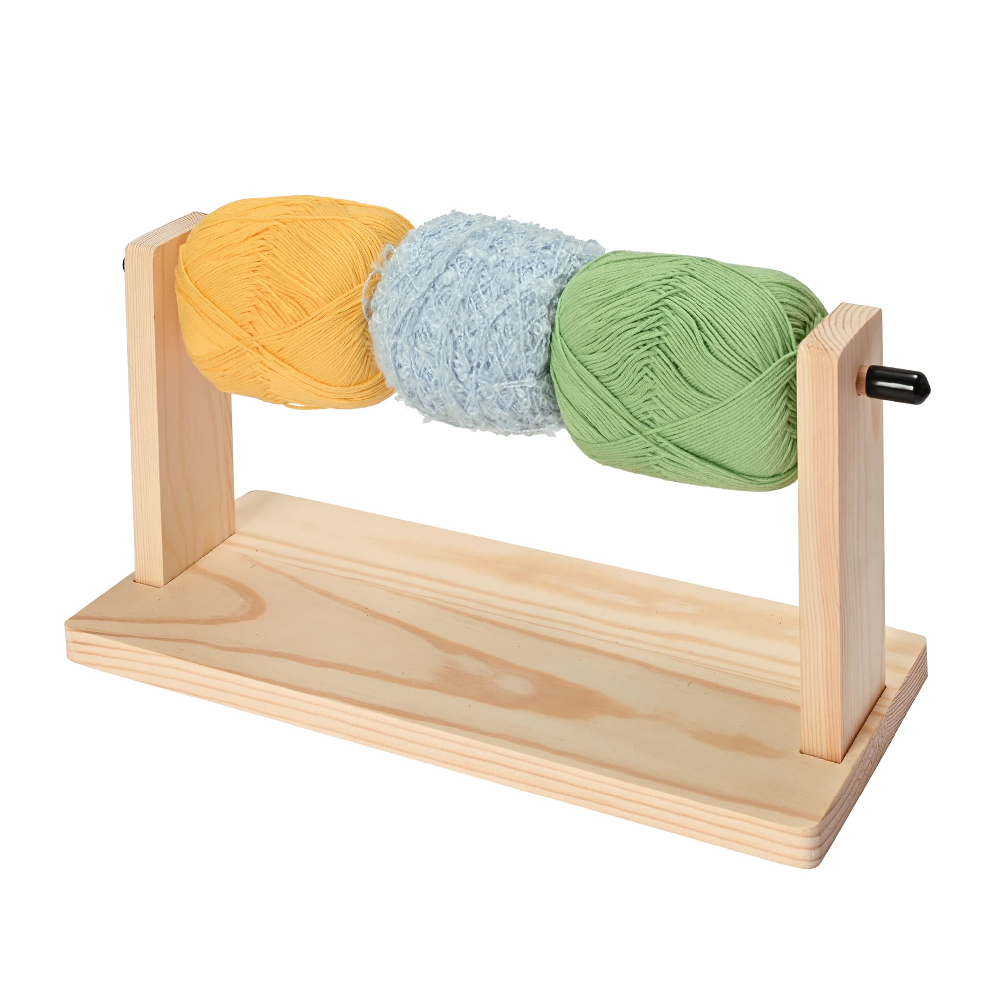 Sparkle Race Wooden Crochet Yarn Holder, Single Revolving Yarn Storage for Crochet Yarn Ball Knitting & Crochet Supplies, Horizontal Wood Yarn Ball Holder Ribbon Holder Organizer Rack