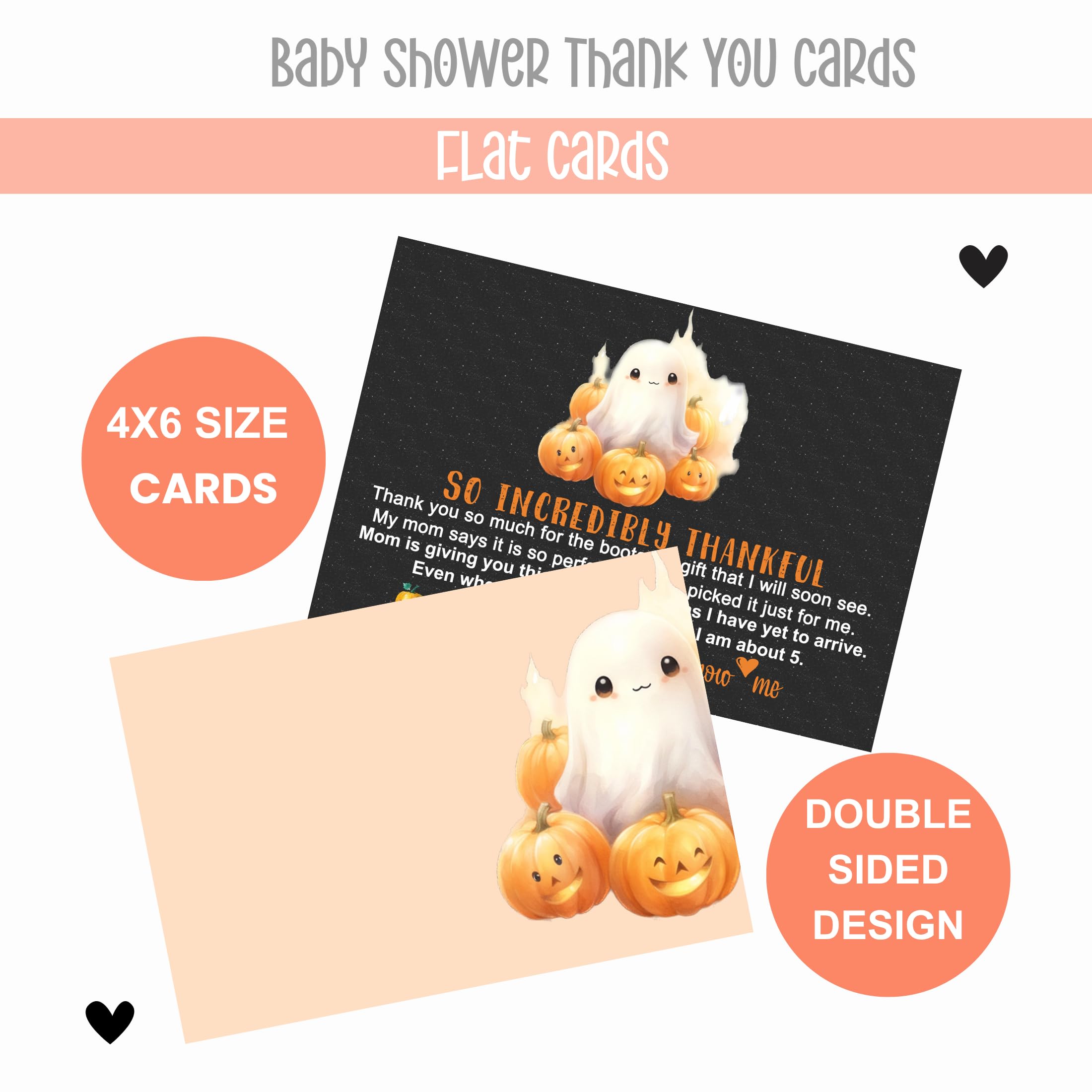 Paper Clever Party Little Boo Baby Shower Thank You Cards with Envelopes Gender Neutral Prewritten Note with Personalized Message, 4x6, 25 Pack