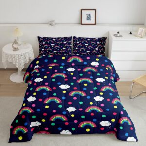 full size cute rainbow bedding set boys girls lovely kids rainbows comforter set for kids women men ultra soft kawaii cloud rainbow comforter polka dots duvet set room decor quilt set