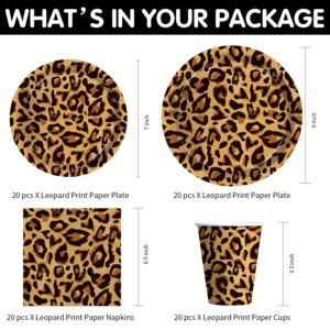 Xenorik Leopard Print Plates And Napkins Party Supplies - Cheetah Print Birthday Decorations Tableware, Plate, Cup, Napkin, Safari Animal Leopard Theme Birthday Baby Shower Party Supplies | Serve 24