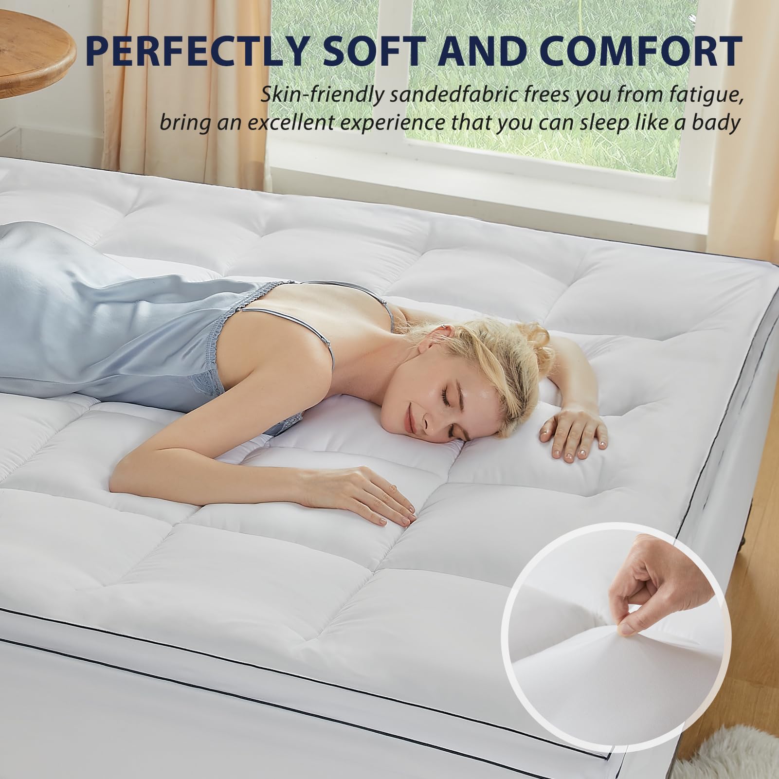 HomeMate Mattress Cover, Full XL, Breathable Cooling Topper, White