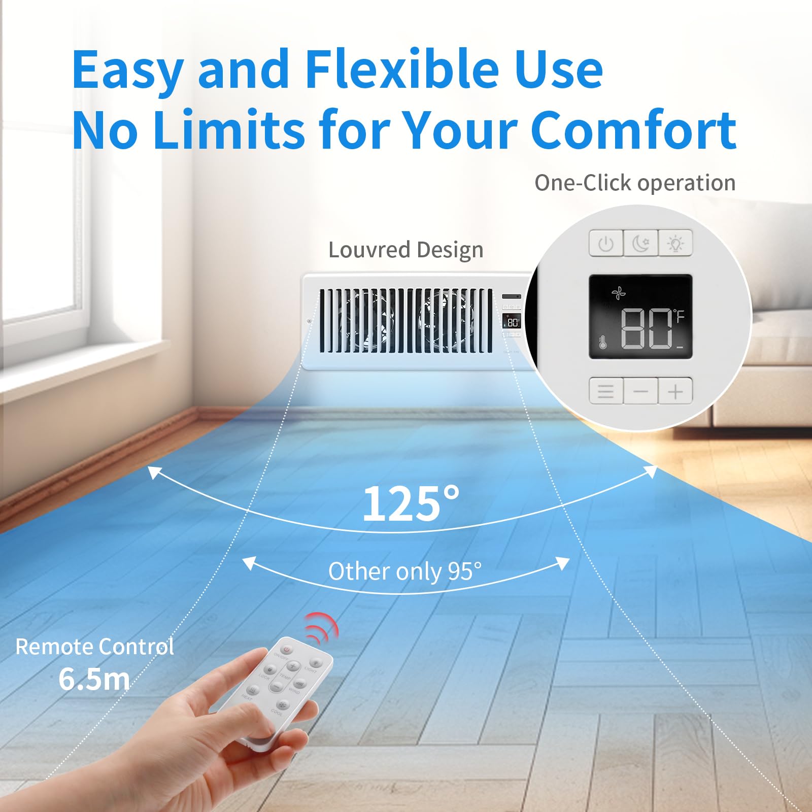 SANYCASA Super Quiet Vent Fan Booster 4 x12 inch - Register Booster Fan with Precision Thermostat Control - Ac Vent Booster Fan for Floor to Heating and Cooling - White