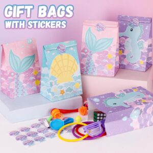 HEJIN 30PCS Mermaid Party Favor Bags with Stickers, Mermaid Birthday Decorations - Great for Girls Kids Under the Sea Party Favors, Birthday Party, Baby Shower, Easter, Wedding, Halloween