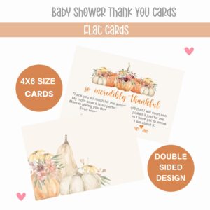 Paper Clever Party Rustic Pumpkin Baby Shower Thank You Cards with Envelopes Girls or Boys Prewritten Note with Personalized Message, 4x6, 25 Pack