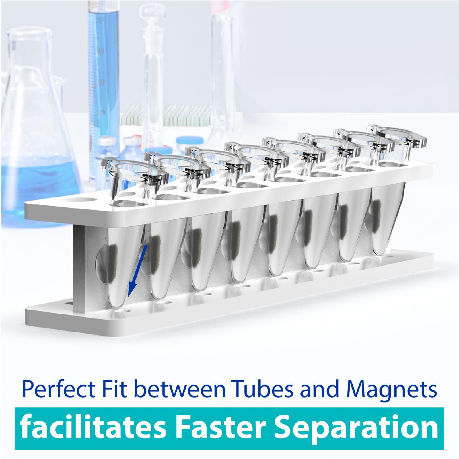 eLabPal Magnetic Bead Rack Separator for DNA/RNA, Magnetic Separation Rack for Biological Sample Purification, Holds 16 Wells of 1.5ml/2ml Centrifuge Tubes