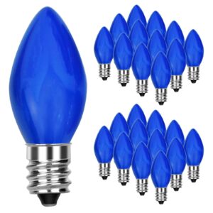 bokoiuu 25 pack c7 blue replacement bulbs, 5 watt blue ceramic christmas light bulbs, c7 incandescent bulbs for wedding,outdoor,home,christmas decor, e12 base bulb