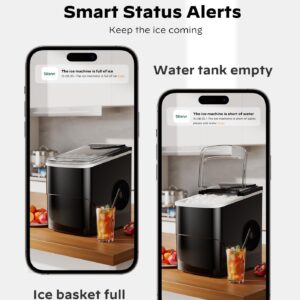 Silonn Smart Countertop Ice Maker, Compact Wi-Fi Ice Maker with App Control, 9 Cubes in 6 Mins, 26 lbs per Day, 2 Ice Cube Sizes, Portable Ice Maker with Self-Cleaning for Kitchen/Office/RV