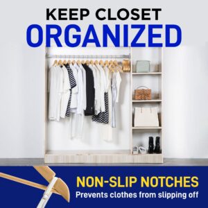 Lifemaster Wooden Hanger Set - 80 Pieces Non-Slip Versatile Closet Space-Saving Hanger Set for Suit, Coat, Camisole, Jacket, Pants, and Dresses with Rotating Swivel Hook - Natural Wood