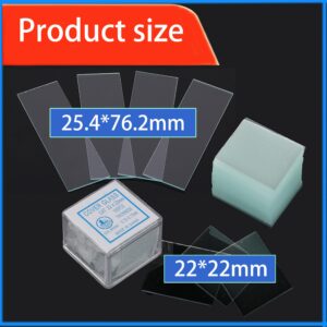 200PCS Microscope Slides and Covers, 100 Slides(1" x 3"), 100 Coverslips(0.87" x 0.87") Blank Glass Slides for Microscope Set - for Microscopy Experiments and Analysis, Suitable for Most Microscopes