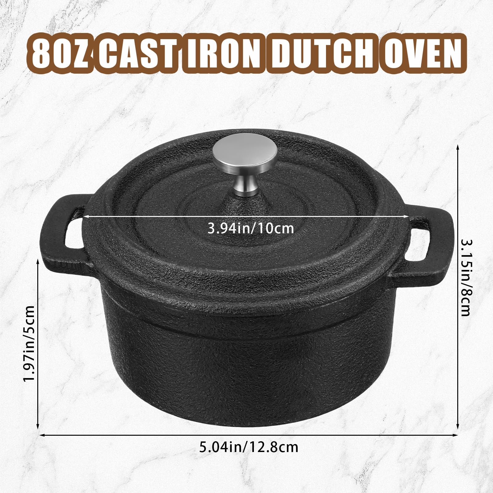 Suttmin 4 Pcs Mini Dutch Oven Small Round Iron Cocotte Black Dutch Oven Pot with Lid and Dual Handles Cast Iron Pot for Stovetop Use Marinate Cook Bake Refrigerate Garlic Roaster BBQ Grill (8 oz)