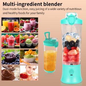 VKYOZVA Portable Blender, 20 Oz Travel Blender USB-C Rechargeable with 6 -leaf Stainless Steel Blades, BPA Free, Personal Blender for Shakes and Smoothies,Suitable for Family Travel Gyms, Mint Blue