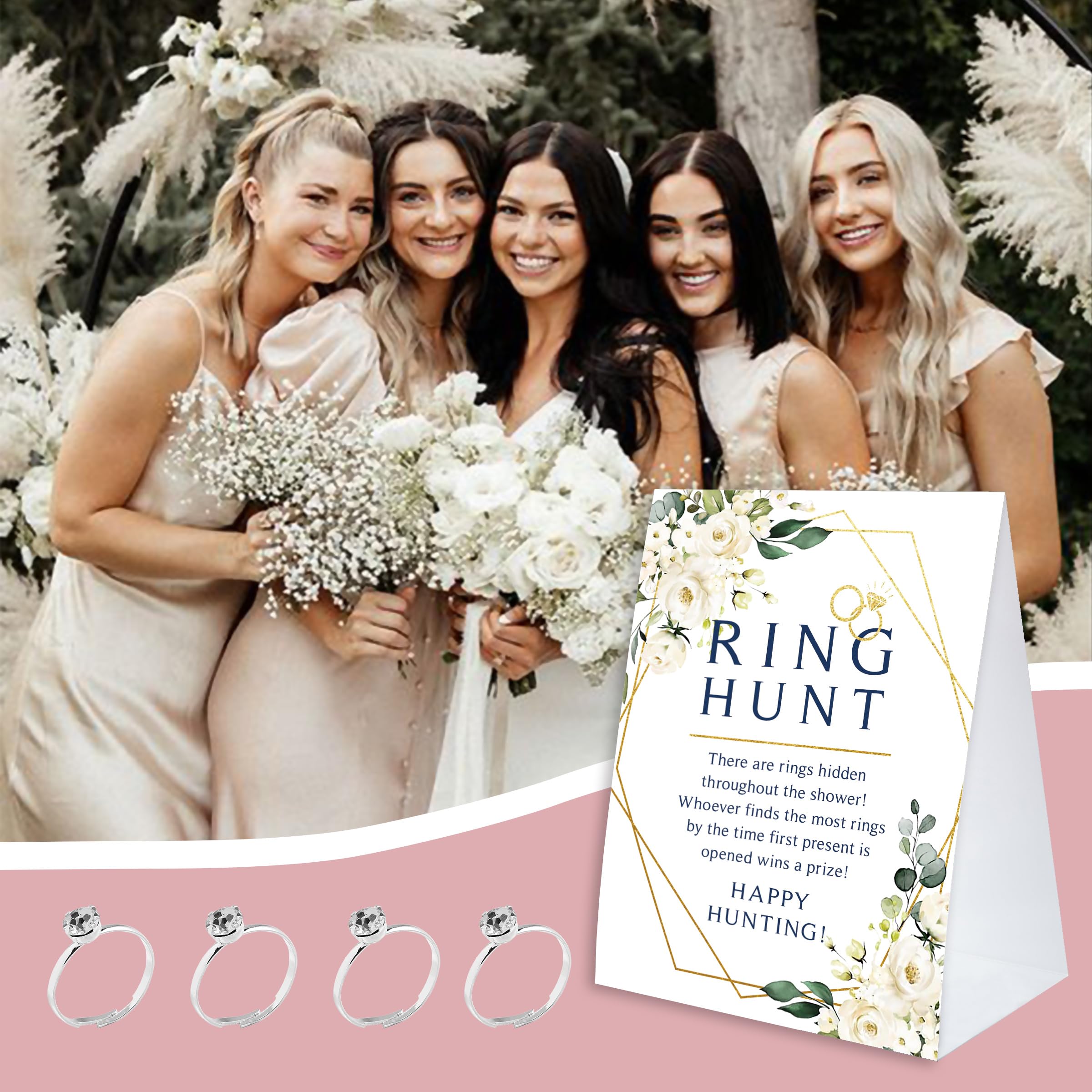 Bridal Shower Ring Game, Ring Hunt Bridal Shower Game 30 fake rings, bridal shower decorations, wedding games, bachelorette party games for guests - RH03