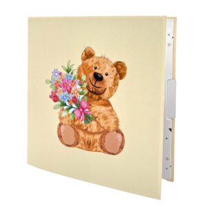 Niumcraft Pop Up Greeting Card Teddy Bear Hold Bouquet Flower Card Cartoon Animals Flower Birthday Thank You Card for Kid Mom Dad Family Friend Gift